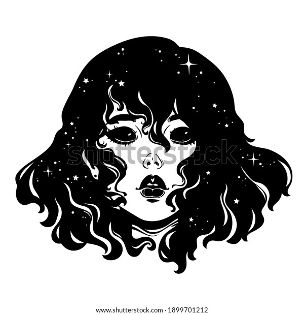 Scary Pretty Ghost Girl Face Stock Vector (Royalty Free) 1899701212 ...