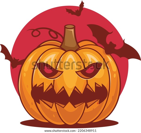 Scary Pumpkin Illustration Halloween Vector Art Stock Vector (Royalty ...