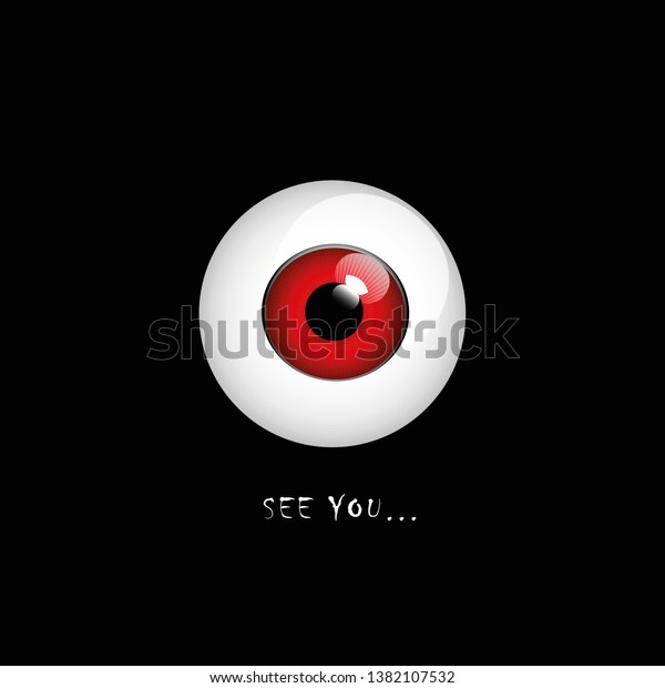 Scary Red Eye On Black Background Stock Vector (Royalty Free ...