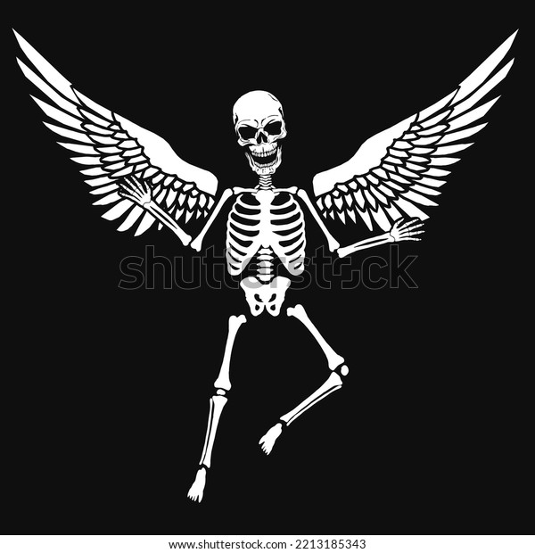 Scary Skeleton Angel Wings Stock Vector (Royalty Free) 2213185343 ...