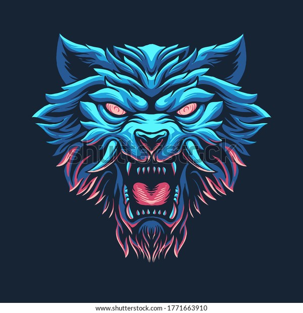 Scary Werewolf Head Illustration Vector Stock Vector (Royalty Free ...