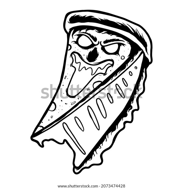 Scary Zombie Pizza Monster Vector Illustration Stock Vector (Royalty ...