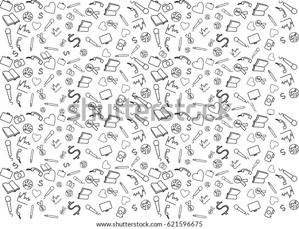 Scatter Doodle Graphic Random Objectsheart Camera Stock Vector (Royalty ...