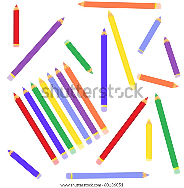 Scattered Color Pencils Vector Illustration Stock Vector (Royalty Free ...