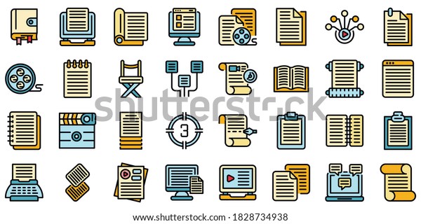 Scenario Icons Set Outline Set Scenario Stock Vector (Royalty Free ...