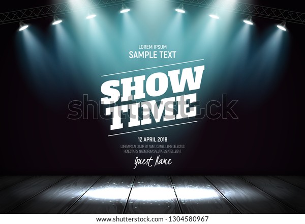 Scene Presentation Showtime Banner Illuminated By Stock Vector (Royalty ...