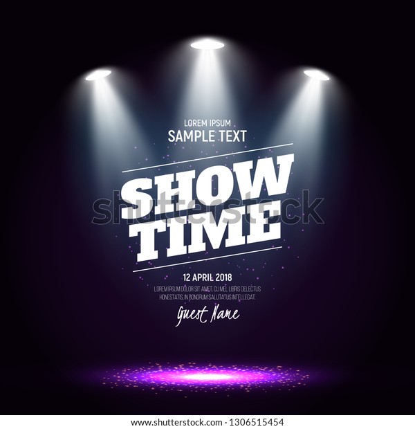 Scene Presentation Showtime Banner Illuminated By Stock Vector (Royalty ...