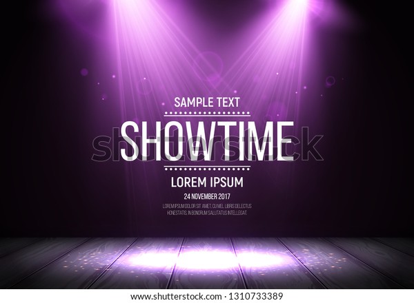 Scene Presentation Showtime Banner Illuminated By Stock Vector (Royalty ...