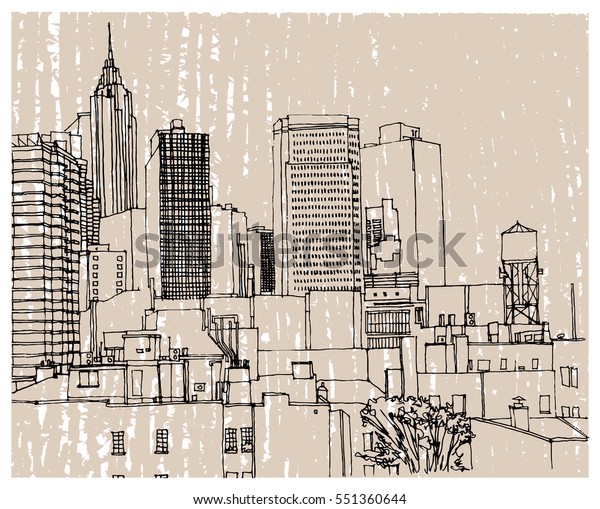 Scene Street Illustration Hand Drawn Ink Stock Vector (Royalty Free ...