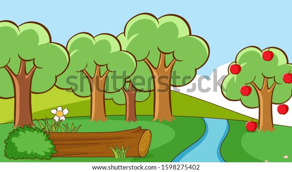 Scene Trees Park Illustration Stock Vector (Royalty Free) 1598275402 ...