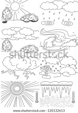 Schematic Drawing Different Kinds Weather Stock Vector (Royalty Free ...