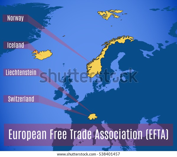 Schematic Map European Free Trade Association: vector de stock (libre ...