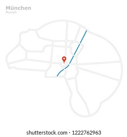 Schematic Simplified Map Munich Location Pin: เวกเตอร์สต็อก (ปลอดค่า ...