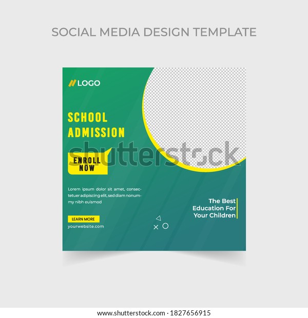 School Admission Banner Design Vector Template Stock Vector (Royalty ...