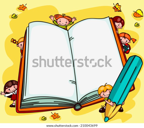 School Background Children Open Book Place Stock Vector (Royalty Free ...