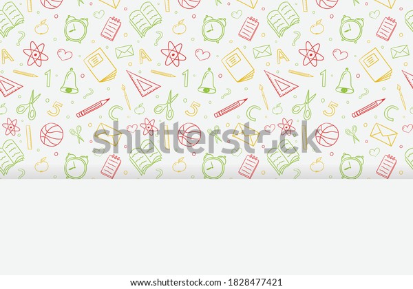 School Background Concept Funny Doodles Texture Stock Vector (Royalty ...