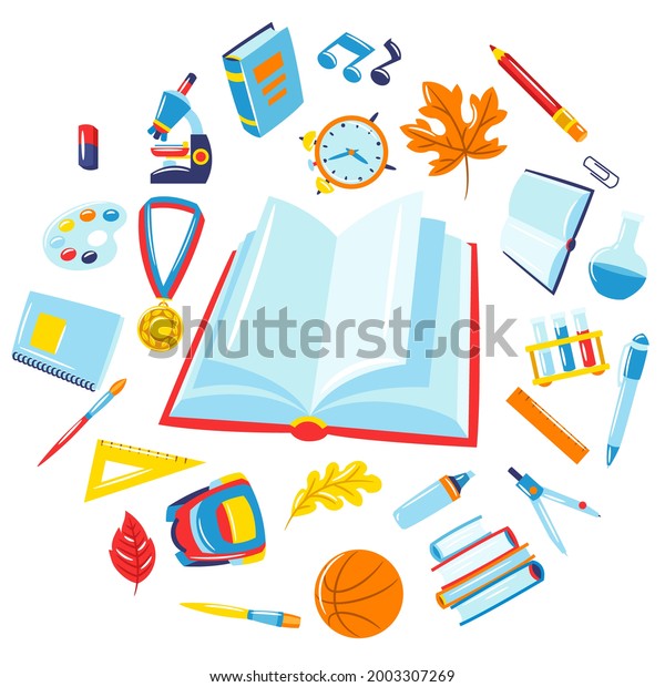School Background Education Items Illustration Supplies Stock Vector ...