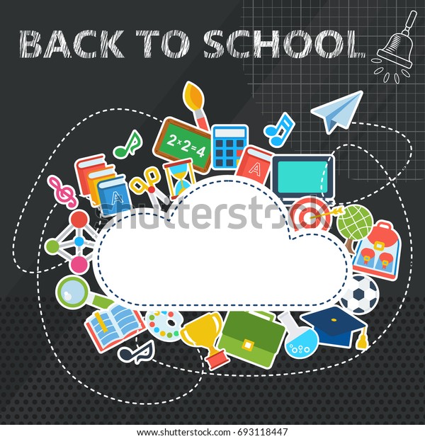 School Background Flat Vector Cartoon Illustration Stock Vector ...