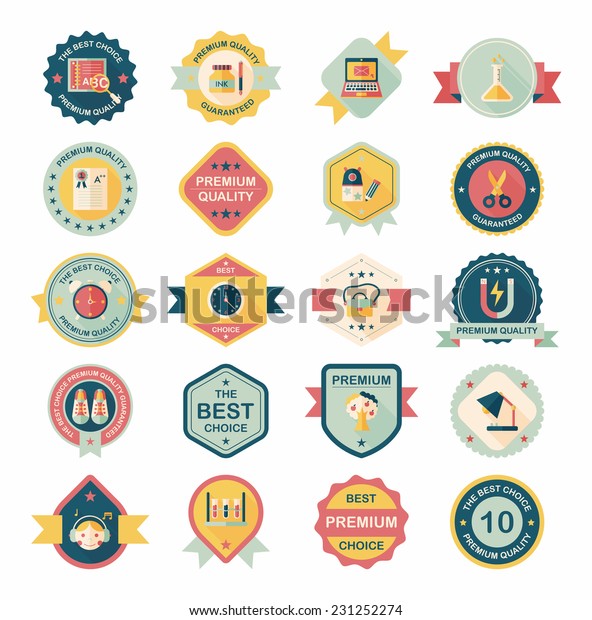 School Badge Banner Design Flat Background Stock Vector (Royalty Free ...