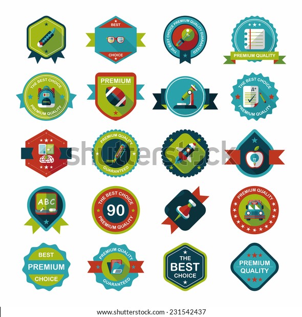 School Badge Banner Design Flat Background Stock Vector (Royalty Free ...