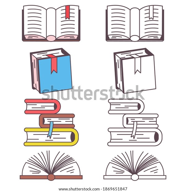 School Books Vector Cartoon Set Isolated Stock Vector (Royalty Free ...