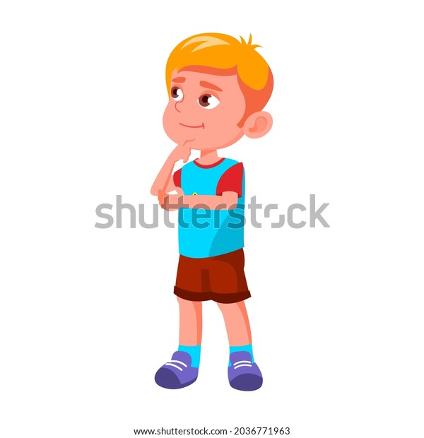 School Boy Cute Child Thinking Something Stock Vector (Royalty Free ...