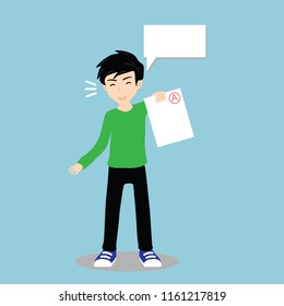 School Boy Happy Getting Good Score Stock Vector (Royalty Free ...