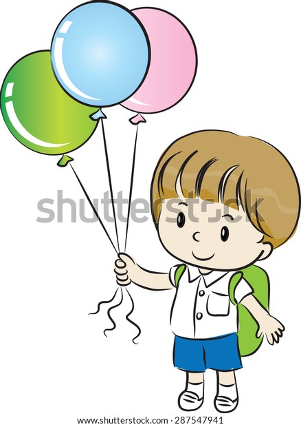 School Boy Holding Balloons Stock Vector (Royalty Free) 287547941 ...
