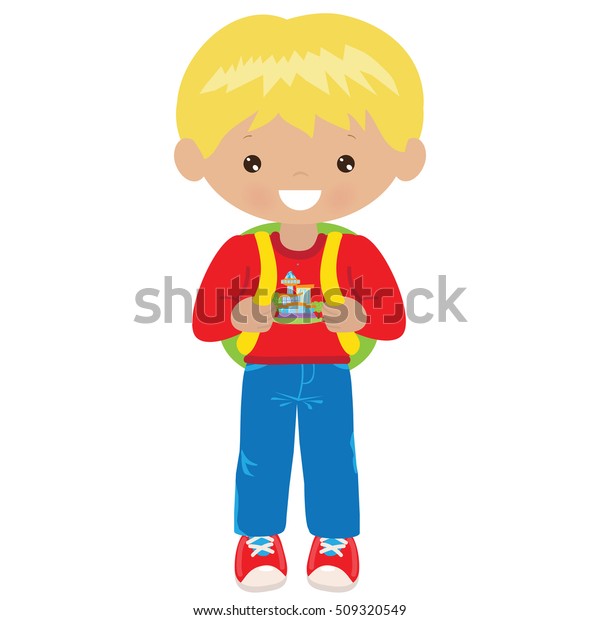 School Boy Vector Cartoon Illustration: เวกเตอร์สต็อก (ปลอดค่าลิขสิทธิ์ ...