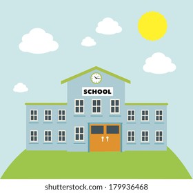 School Build Graphic Over Blue Background Stock Vector (Royalty Free ...
