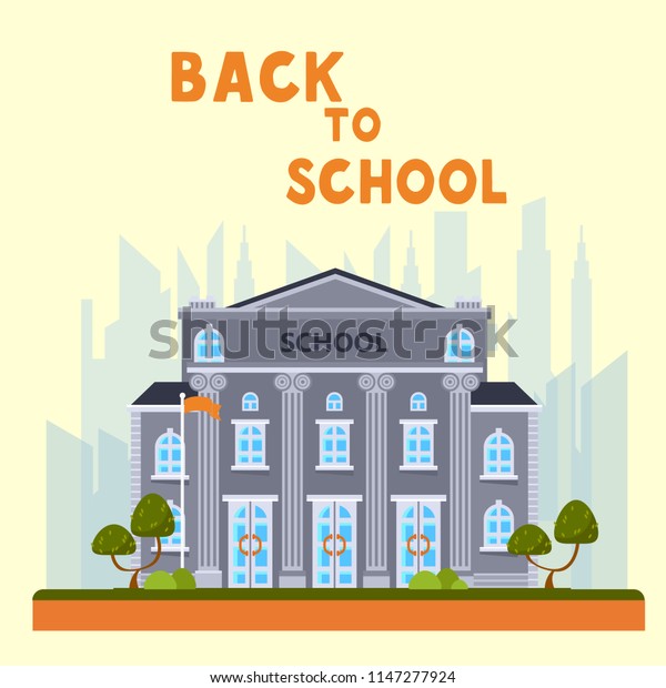 School Building Banner Poster Design Landscape Stock Vector (Royalty ...