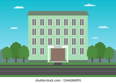 School Building Cartoon Style Vector Stock Vector (Royalty Free ...