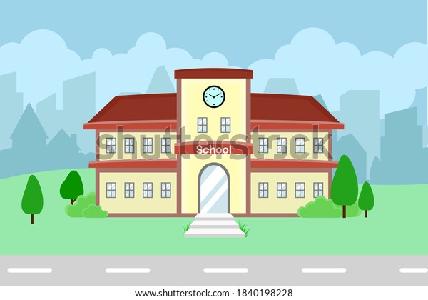 School Building City Vector Illustration Stock Vector (Royalty Free ...