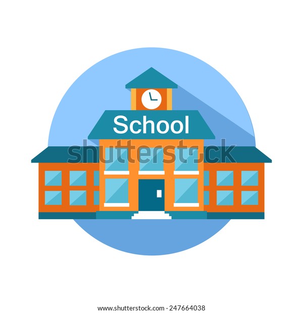 School Building Isolated Icon Modern Flat Stock Vector (Royalty Free ...
