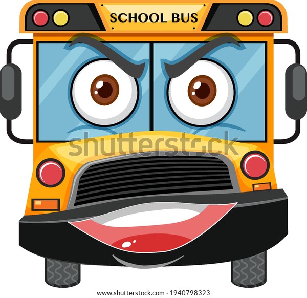 School Bus Cartoon Character Angry Face Stock Vector (Royalty Free ...