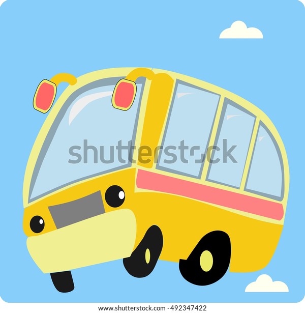 School Bus Flying On Sky Welcoming Stock Vector (Royalty Free ...