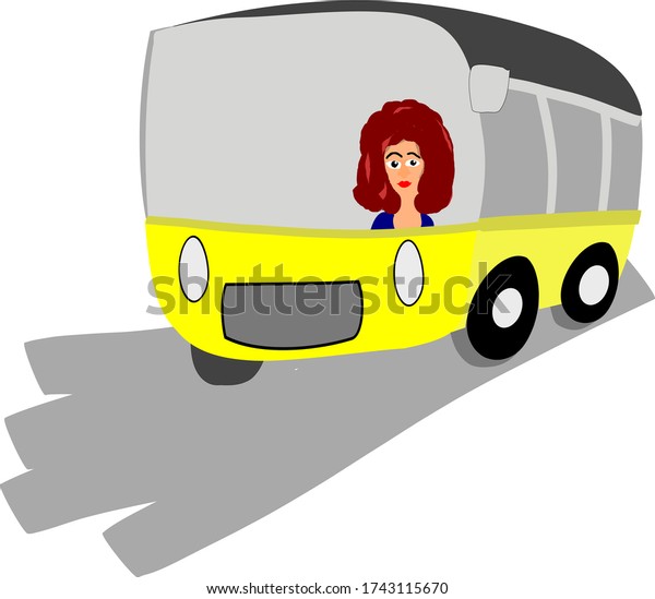 School Bus Lady Driver Vector Stock Vector (Royalty Free) 1743115670 ...