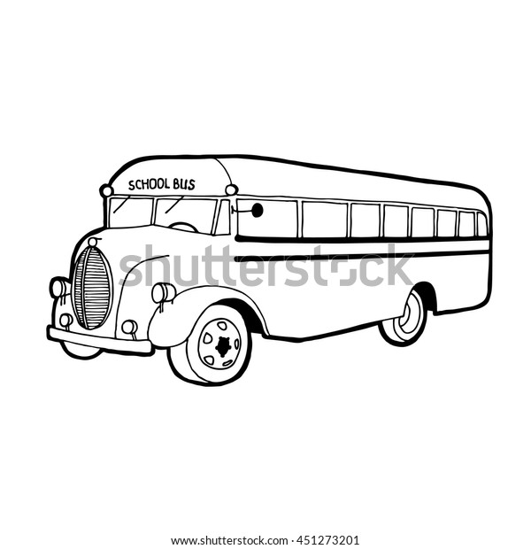 School Bus Outline Vector Illustration Stock Vector (Royalty Free ...