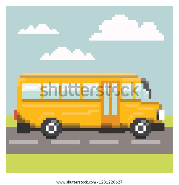 School Bus Pixel Art: stockvector (rechtenvrij) 1281220627 | Shutterstock
