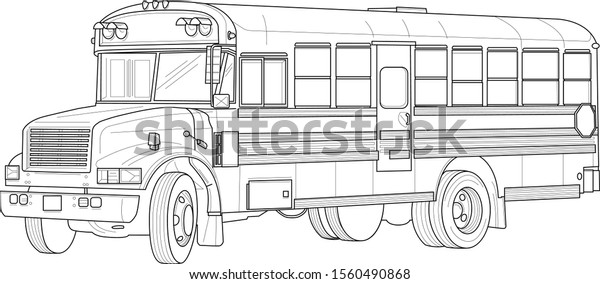 School Bus Sketch Vector Illustration Black Stock Vector (Royalty Free ...