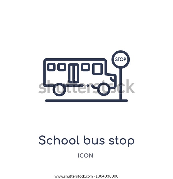 School Bus Stop Icon Transport Outline Stock Vector (Royalty Free ...