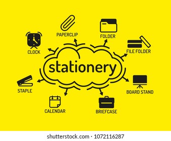 School Chart Keywords Icons On Yellow Stock Vector (Royalty Free ...