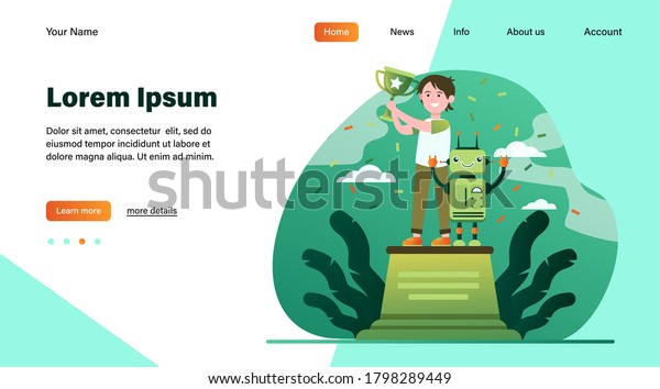 School Child Winning Robotics Competition Kid Stock Vector (Royalty ...