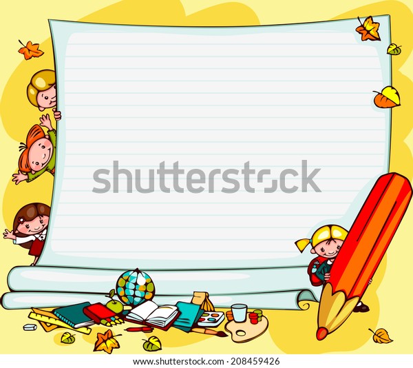 School Childrens Yellow Background Place Text Stock Vector (Royalty ...