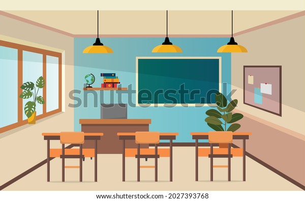 School Class Room Interior Board Desk Stock Vector (Royalty Free ...