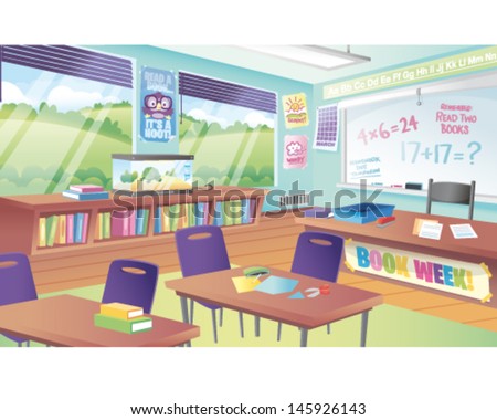 School Classroom Background Stock Vector (Royalty Free) 145926143 ...