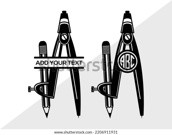 School Compass Pencil Monogram Svg Printable Stock Vector (Royalty Free ...