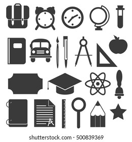 School Education Academic Vector Black Shapes Stock Vector (Royalty ...