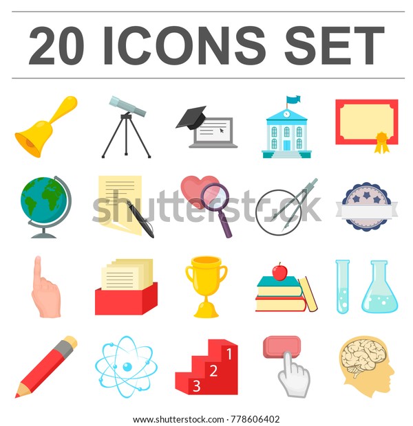 School Education Cartoon Icons Set Collection Stock Vector (Royalty ...