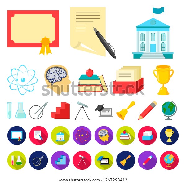 School Education Cartoonflat Icons Set Collection Stock Vector (Royalty ...